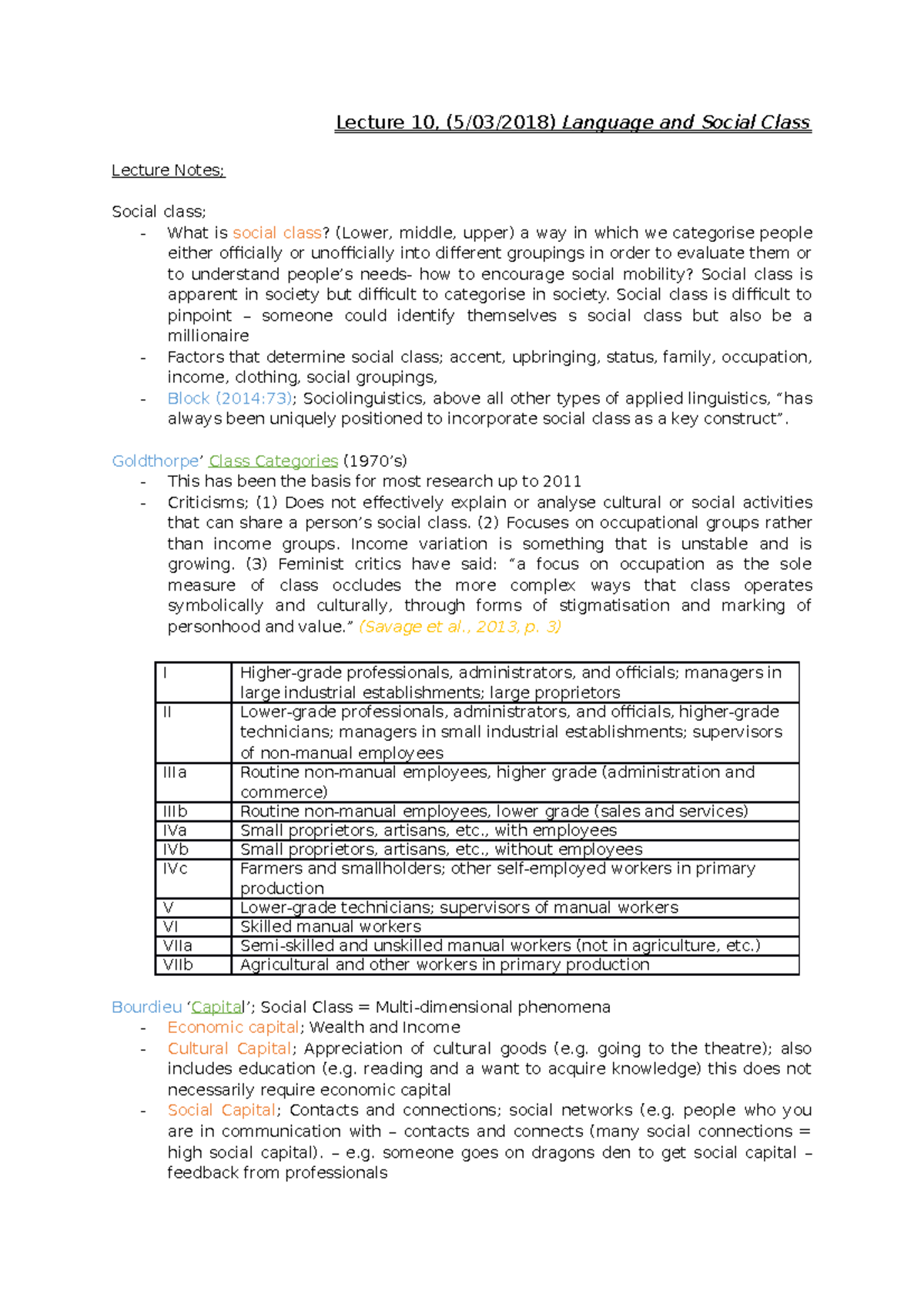 Lecture 10, (5:03:2018 ) Language and Social Class - Lecture 10 ...