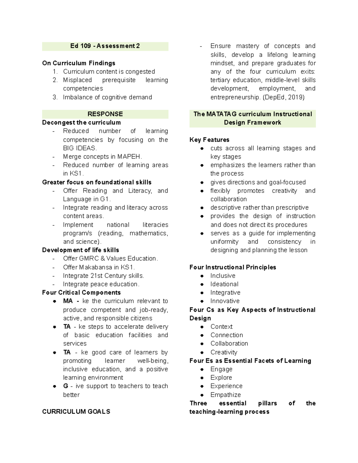 Ed 109 - Assessment 2 - ,,,, - Ed 109 - Assessment 2 On Curriculum ...