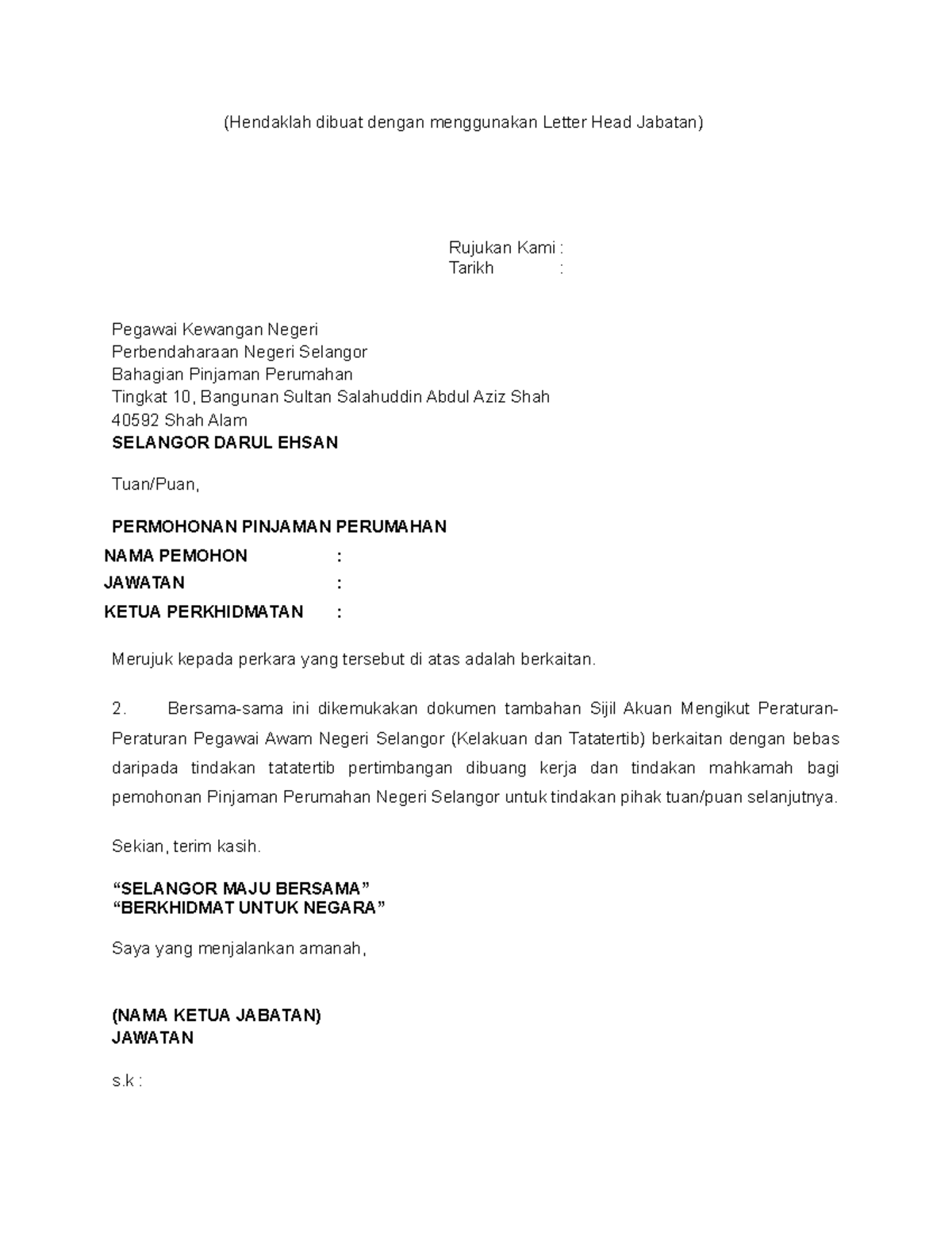 7. Surat Akuan Bebas Tindakan Tatatertib - (Hendaklah dibuat dengan ...