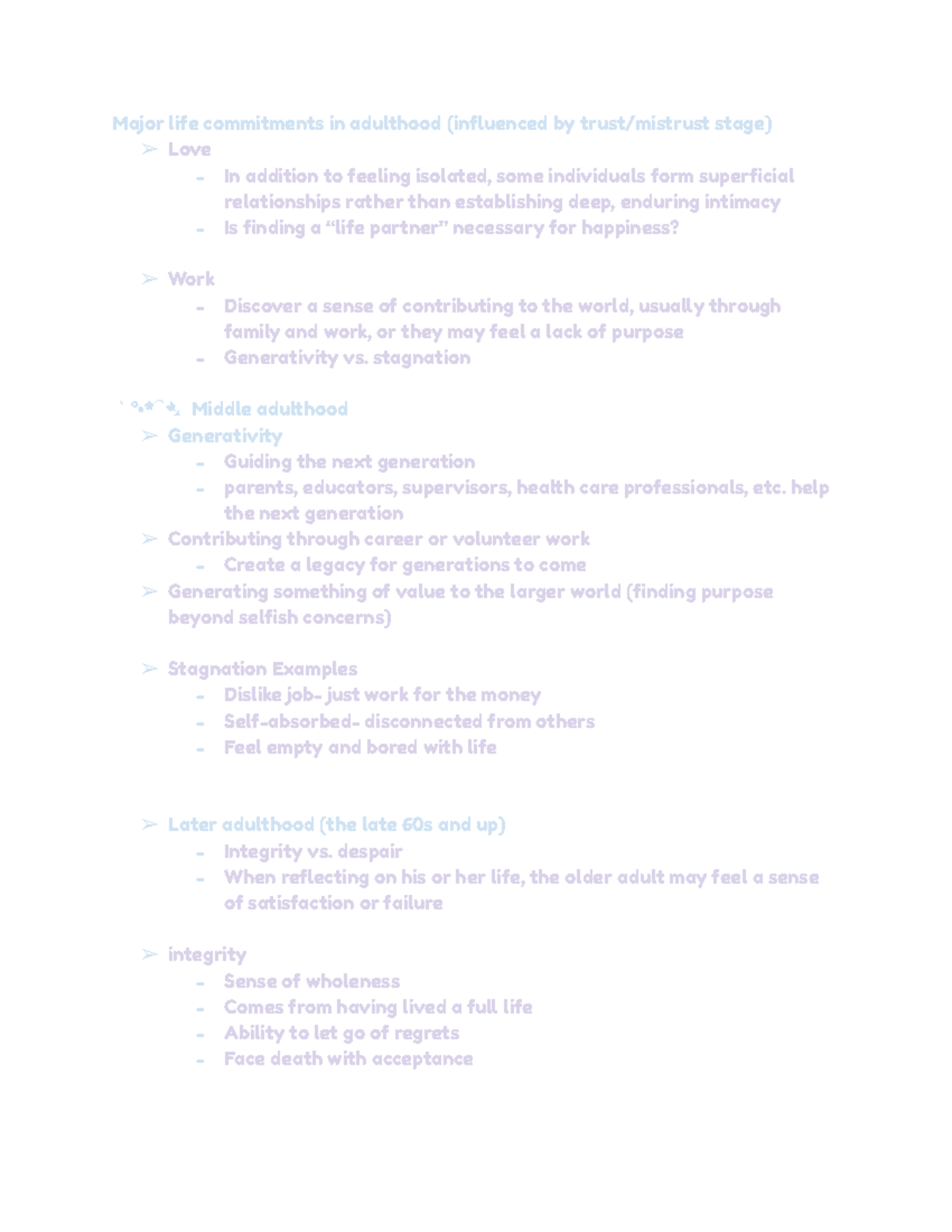 Major life commitment notes - Major life commitments in adulthood ...