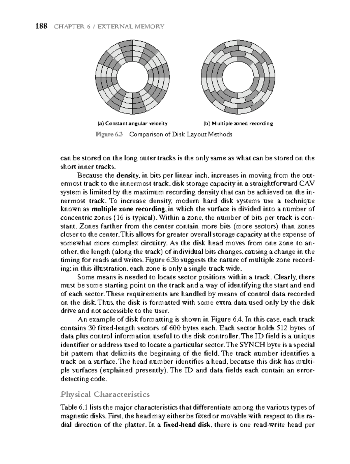 Organization AND Architecture-13 - 188 CHAPTER 6 / EXTERNAL MEMORY (a) Constant angular velocity ...