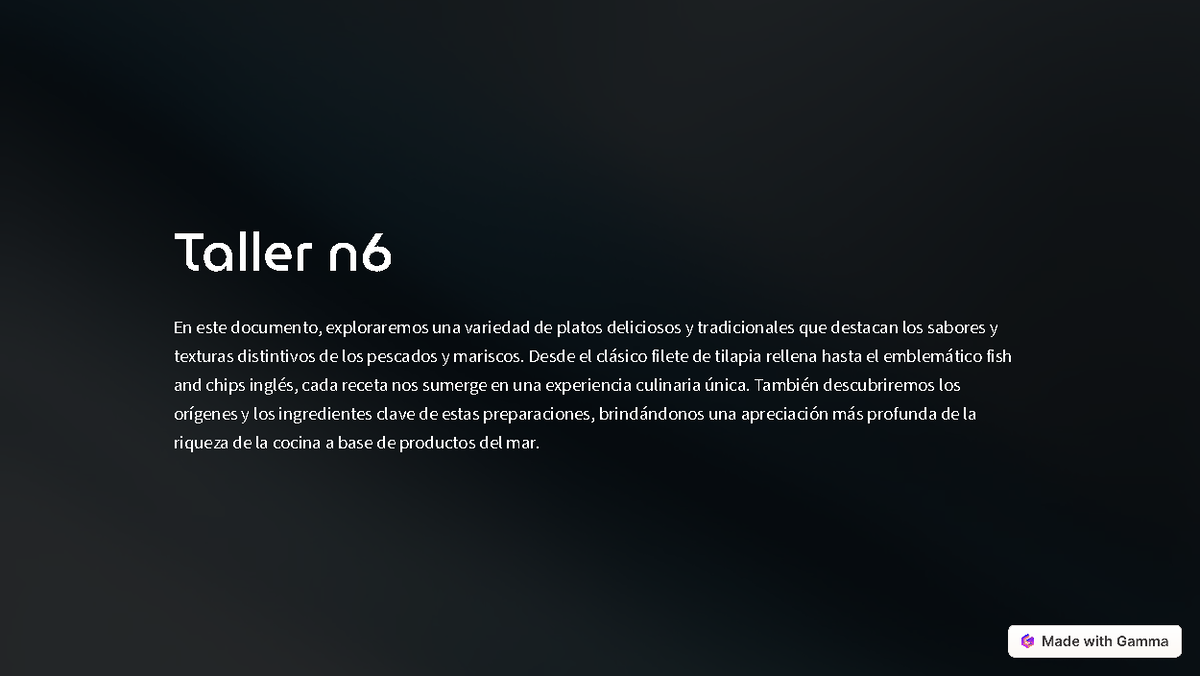 Taller-n6 - Taller n En este documento, exploraremos una variedad de platos deliciosos y - Studocu