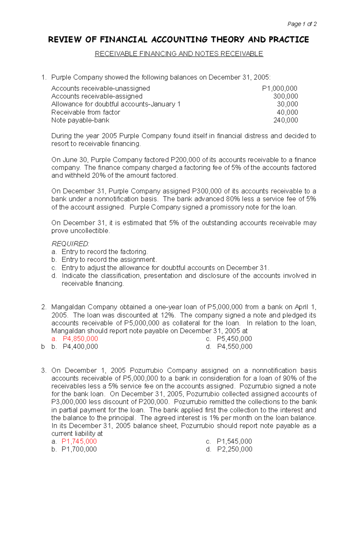 Accounting Quizzer with Answer Key - Page 1 of 2 REVIEW OF FINANCIAL ...