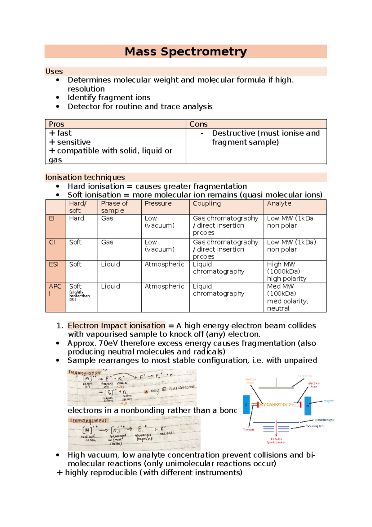 Mass spec and chromatography notes - Mass Spectrometry Uses Determines ...