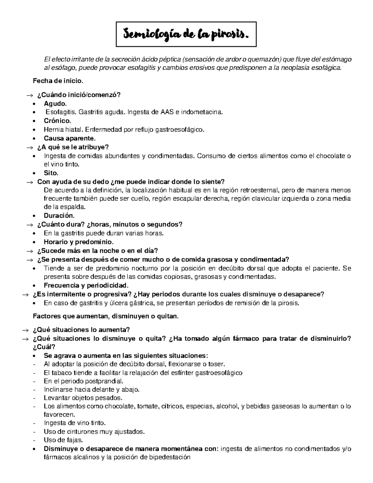 Semiología de la pirosis - El efecto irritante de la secreción ácido ...