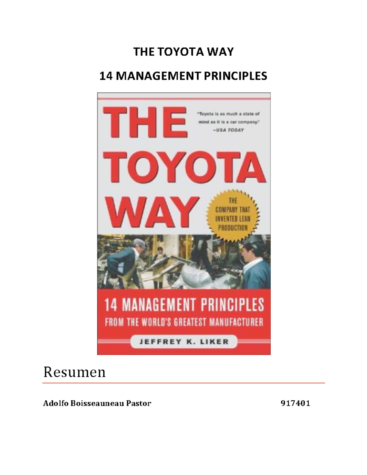 The toyota way 14 management principles - THE TOYOTA WAY 14 MANAGEMENT ...