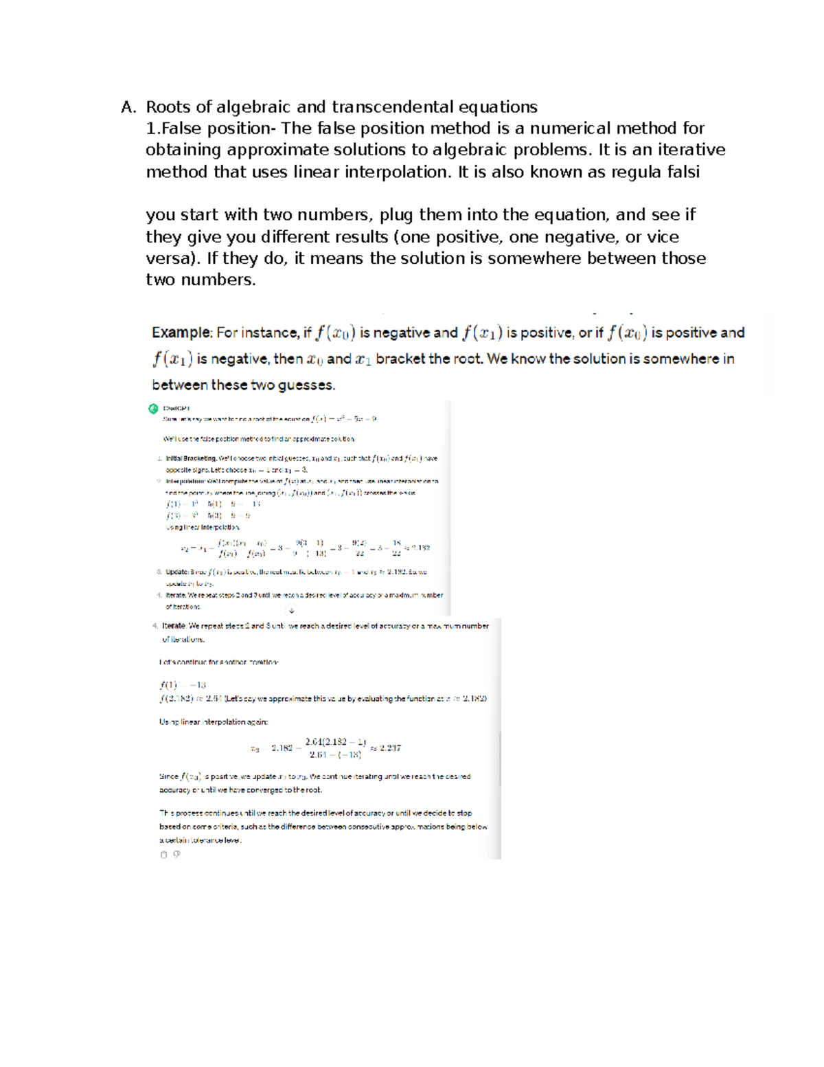 Cpenum research - A. Roots of algebraic and transcendental equations 1 ...