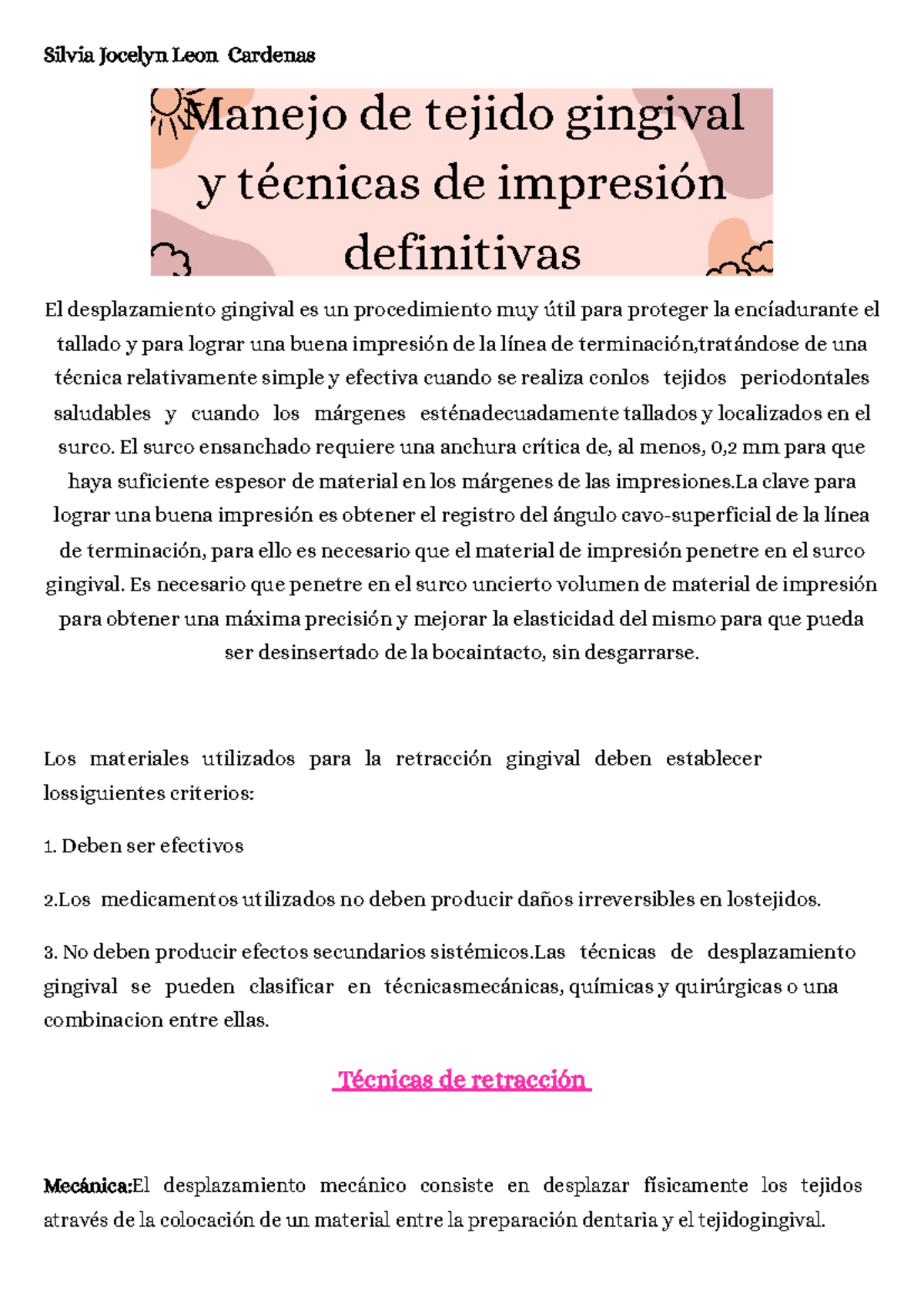Manejo de tejido gingival y técnicas de impresión definitivas - Silvia ...