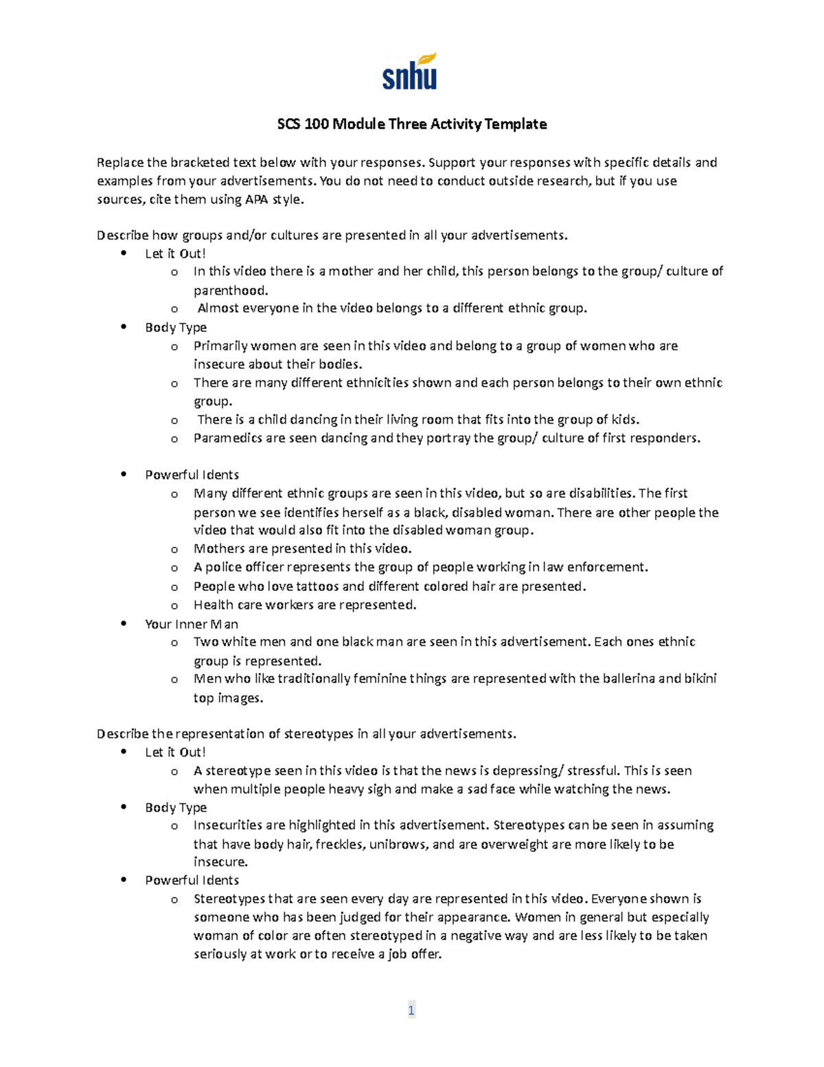 3-2 Activity - SCS 100 Module Three Activity Template Replace the bracketed text below with your ...