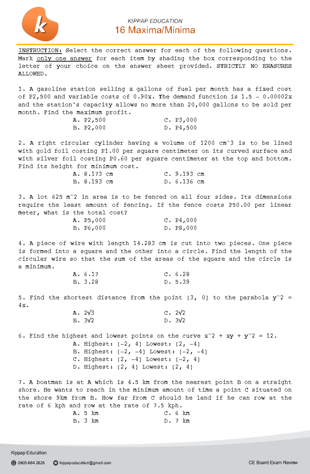 Kippap-Handout-MSTE (16 Maxima_Minima) - KIPPAP EDUCATION 16 Maxima ...