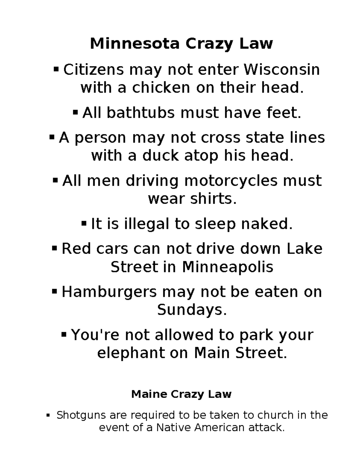 State Laws - Minnesota Crazy Law Citizens may not enter Wisconsin with ...