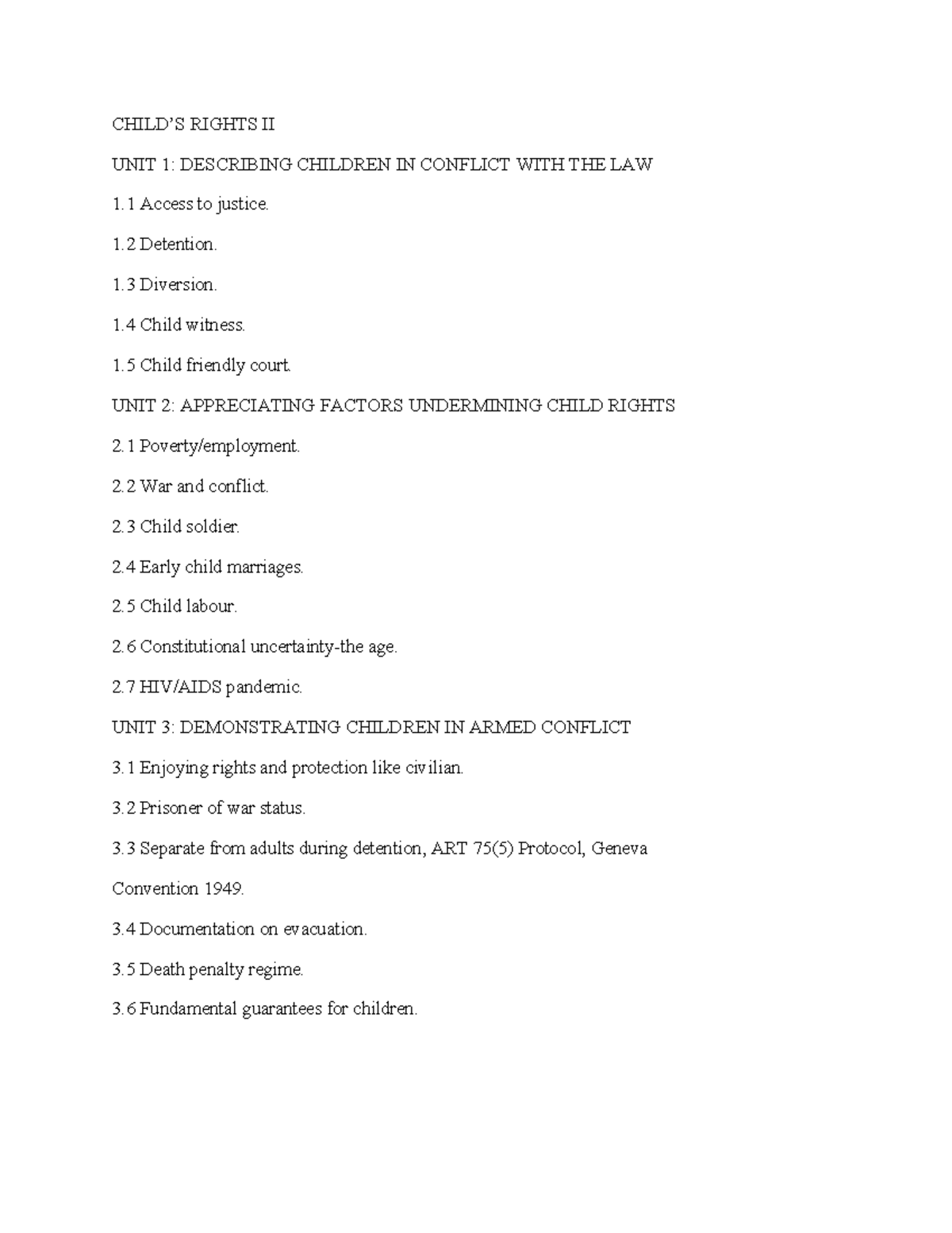 Child'S Rights II Notes - CHILD’S RIGHTS II UNIT 1: DESCRIBING CHILDREN ...
