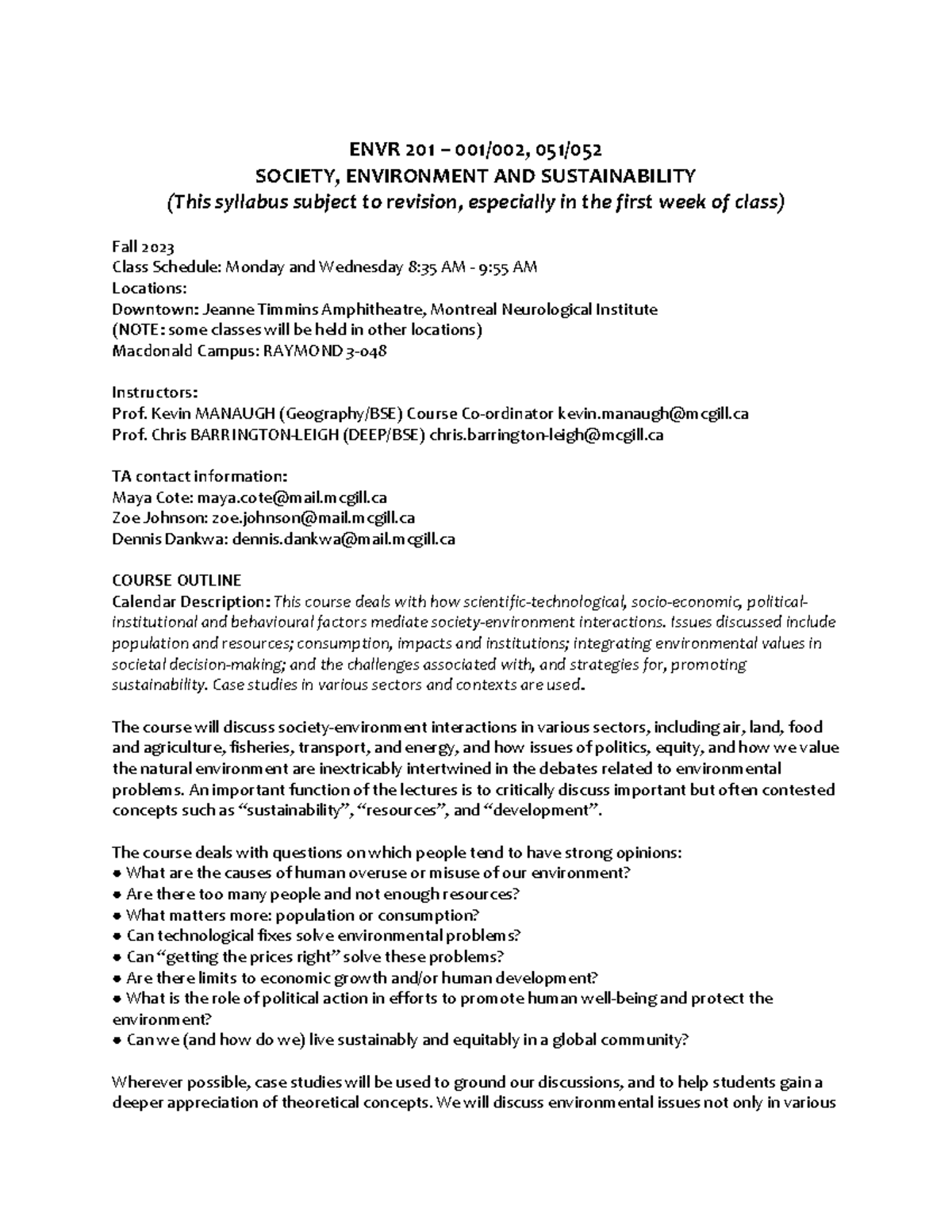 ENVR 201 2023 - answer sheet to the 1st midterm - ENVR 201 – 001/002 ...