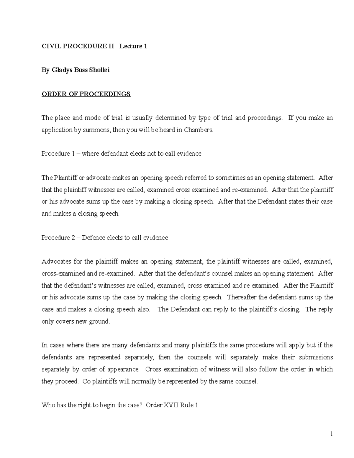 Civil Procedure II LLB Lessons update - CIVIL PROCEDURE II Lecture 1 By ...