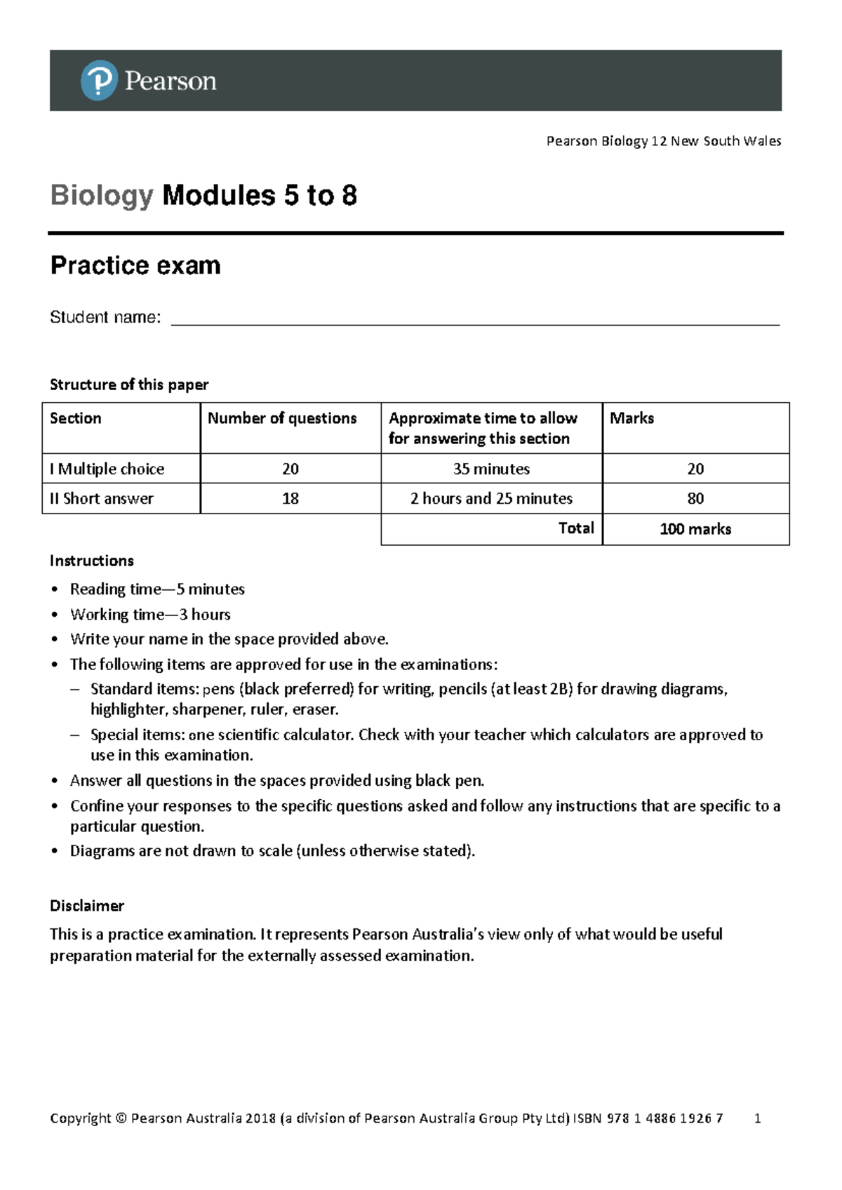 Biology Modules 5-8 Pearson - Pearson Biology 12 New South Wales ...
