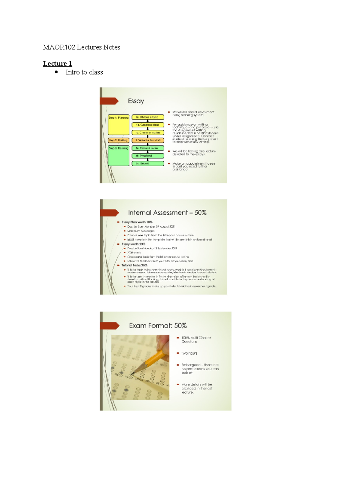 MAOR102 Lectures Notes - MAOR102 Lectures Notes Lecture 1 Intro to ...