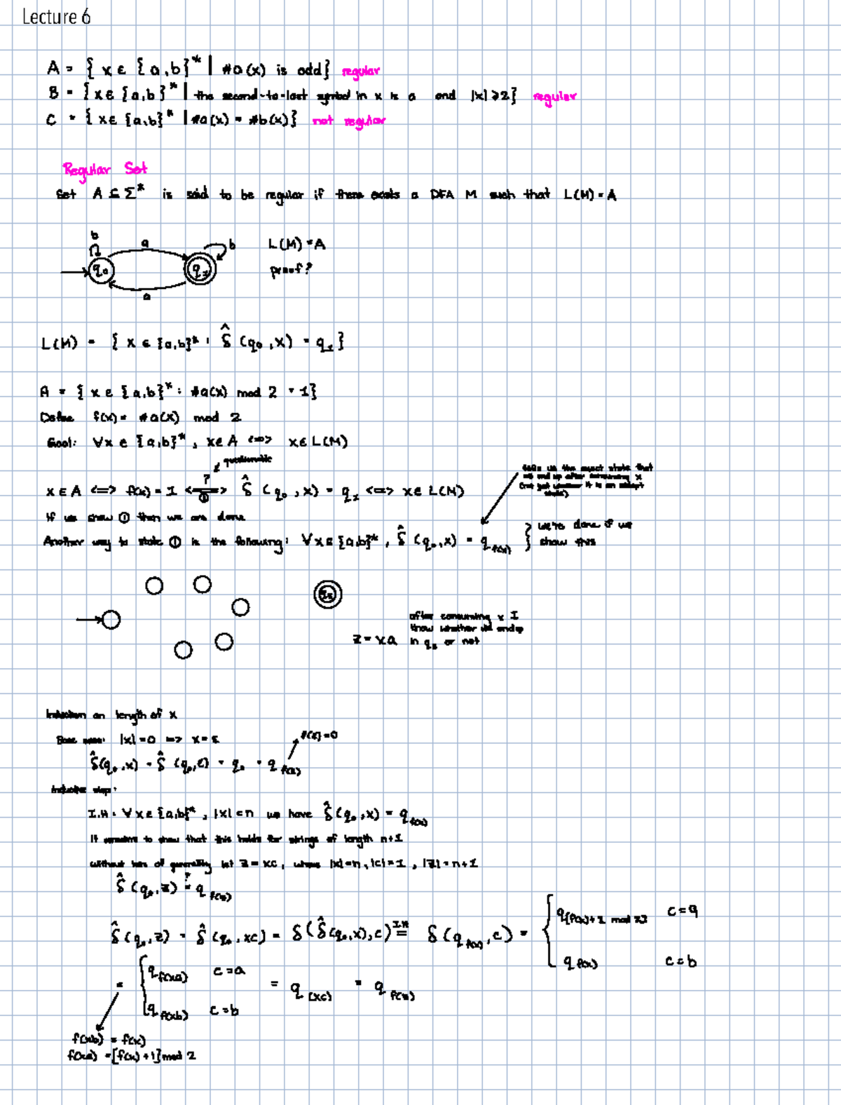 Lecture 6: Regular Sets - Lecture 6 A a b a x is odd regular B a b thesecondtolastsymbol in is a ...