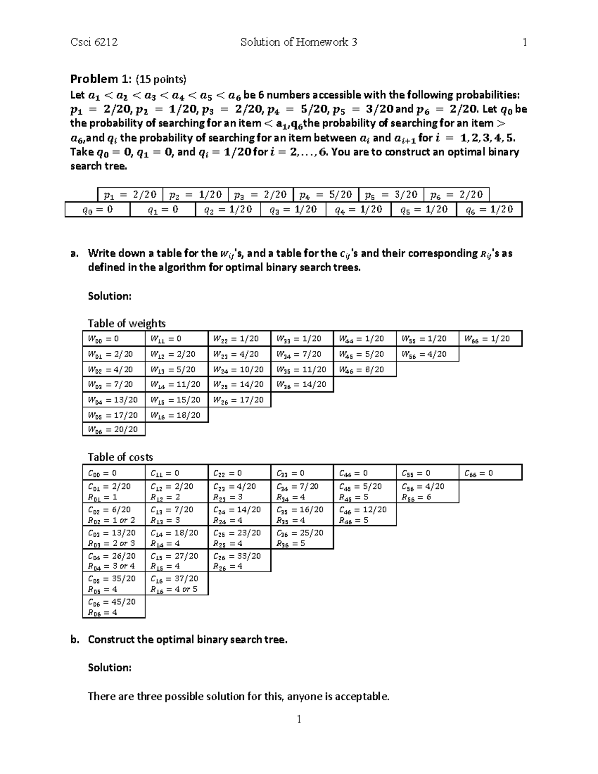 Questions and answers to homework 3. - Csci 6212 Solution of Homework 3 ...