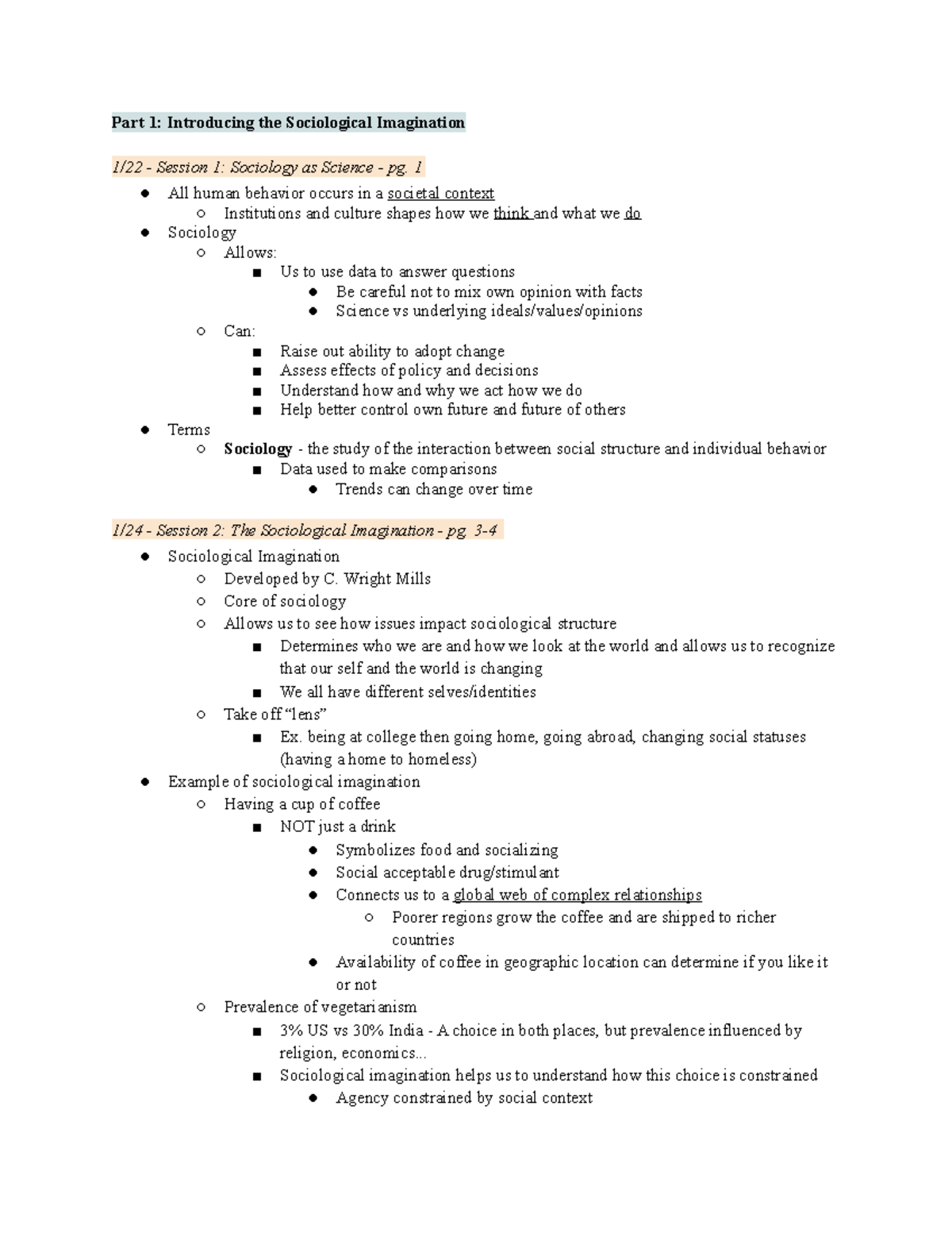 SOC 001 Final Exam - ALL - Part 1: Introducing the Sociological ...