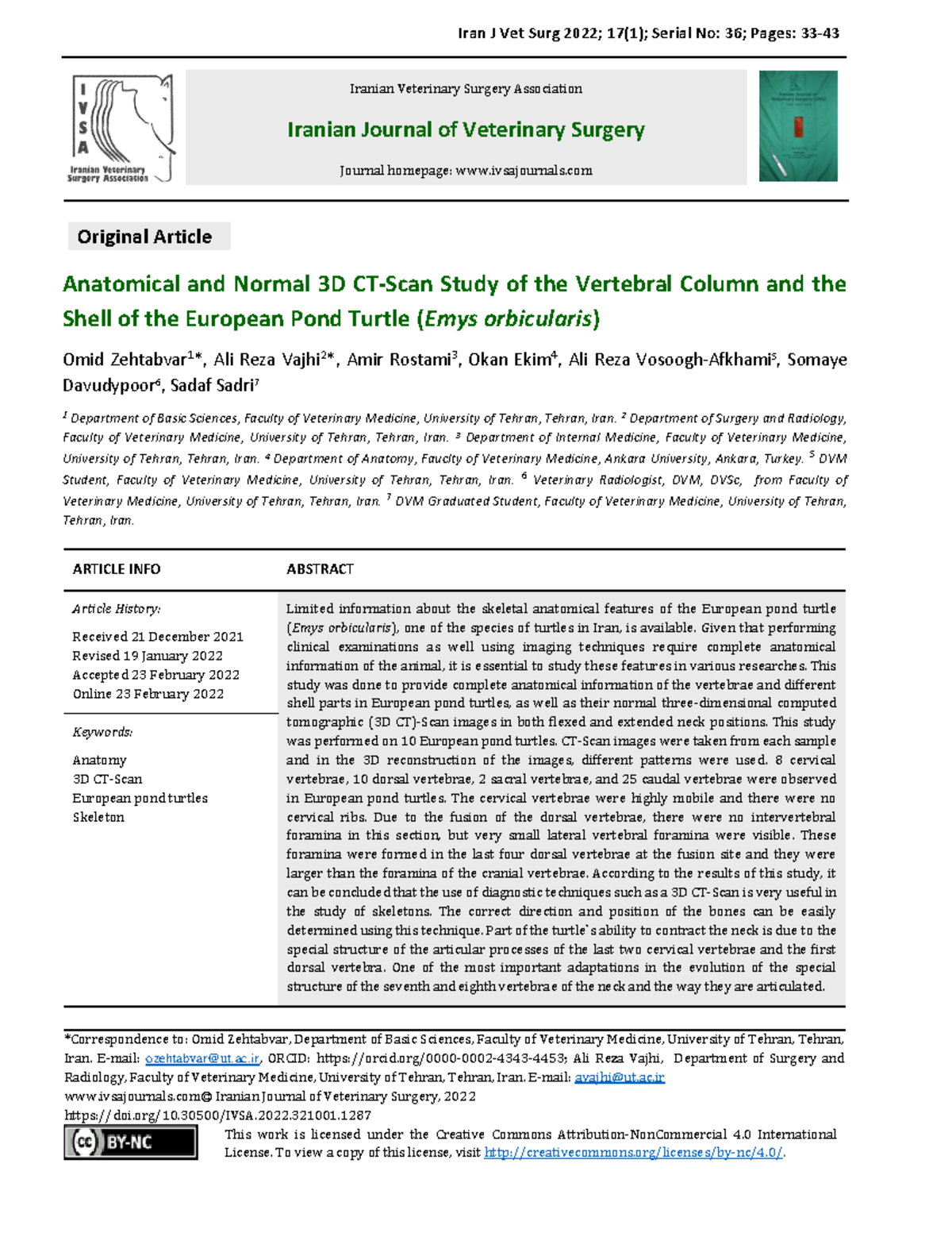 IVSA Volume 17 Issue 1 Pages 33-43 - Iranian Veterinary Surgery ...