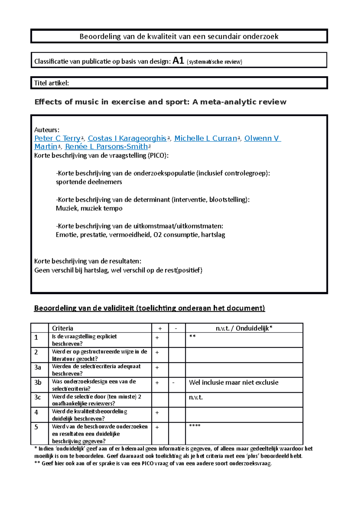 Artikel 1BGS - voorbeeld checklist - Beoordeling van de kwaliteit van ...