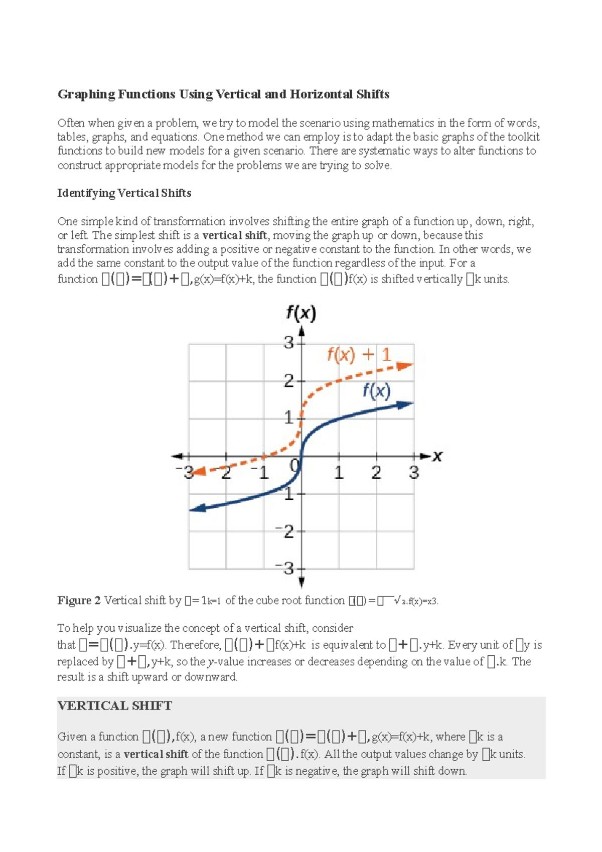 3.5 transformation of functions - Graphing Functions Using Vertical and Horizontal Shifts Often ...