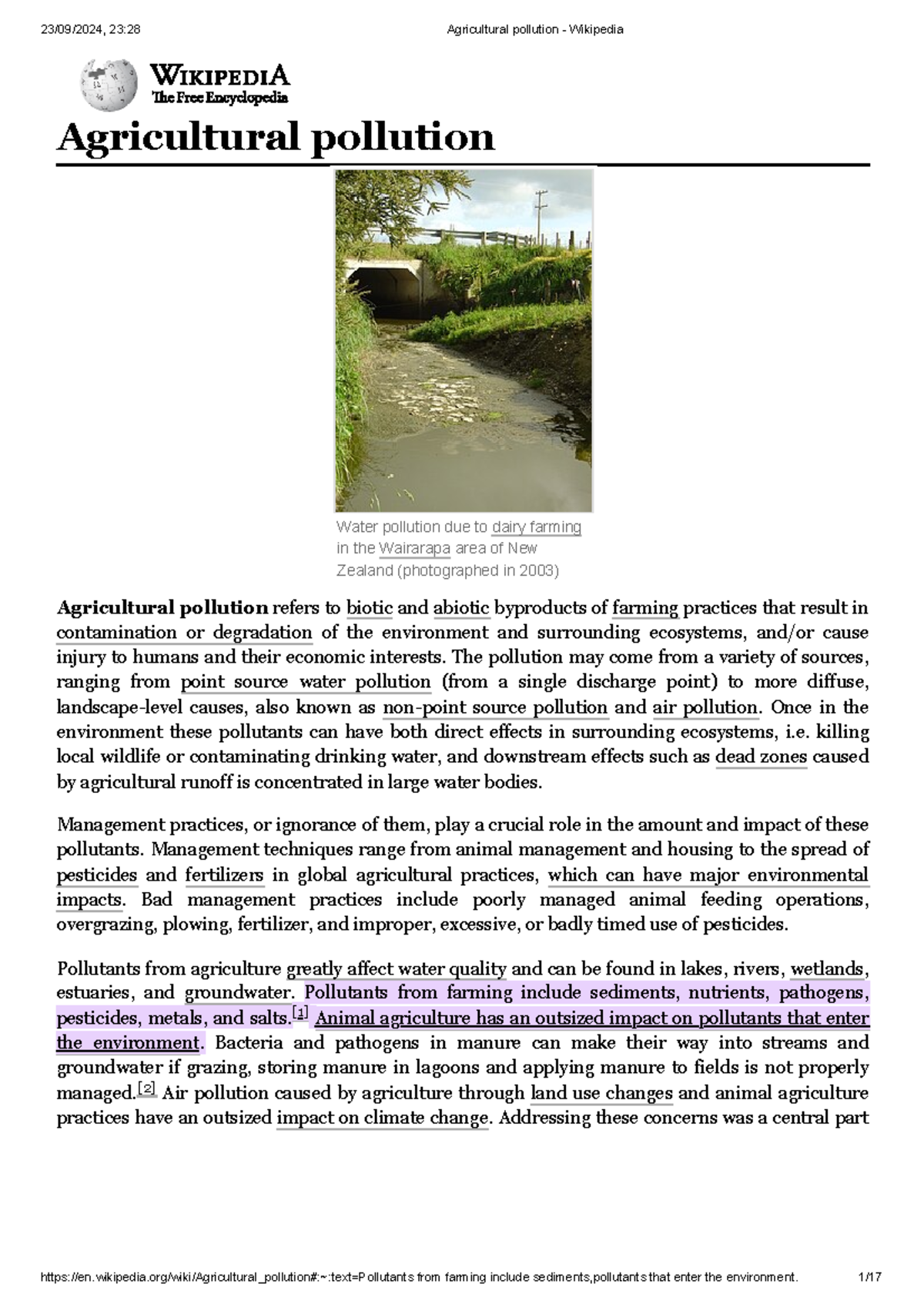 Agricultural pollution - Wikipedia - Agricultural pollution Water ...