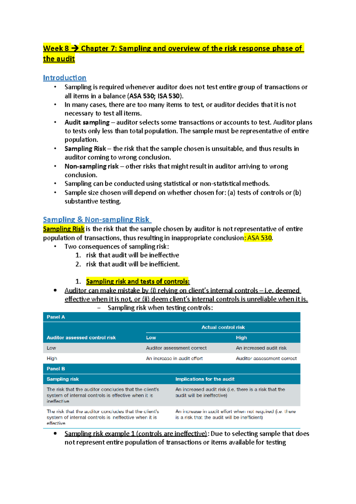 Week 8- ch 7 - Week 8 - Ch 7 lecture notes - Week 8 Chapter 7: Sampling ...