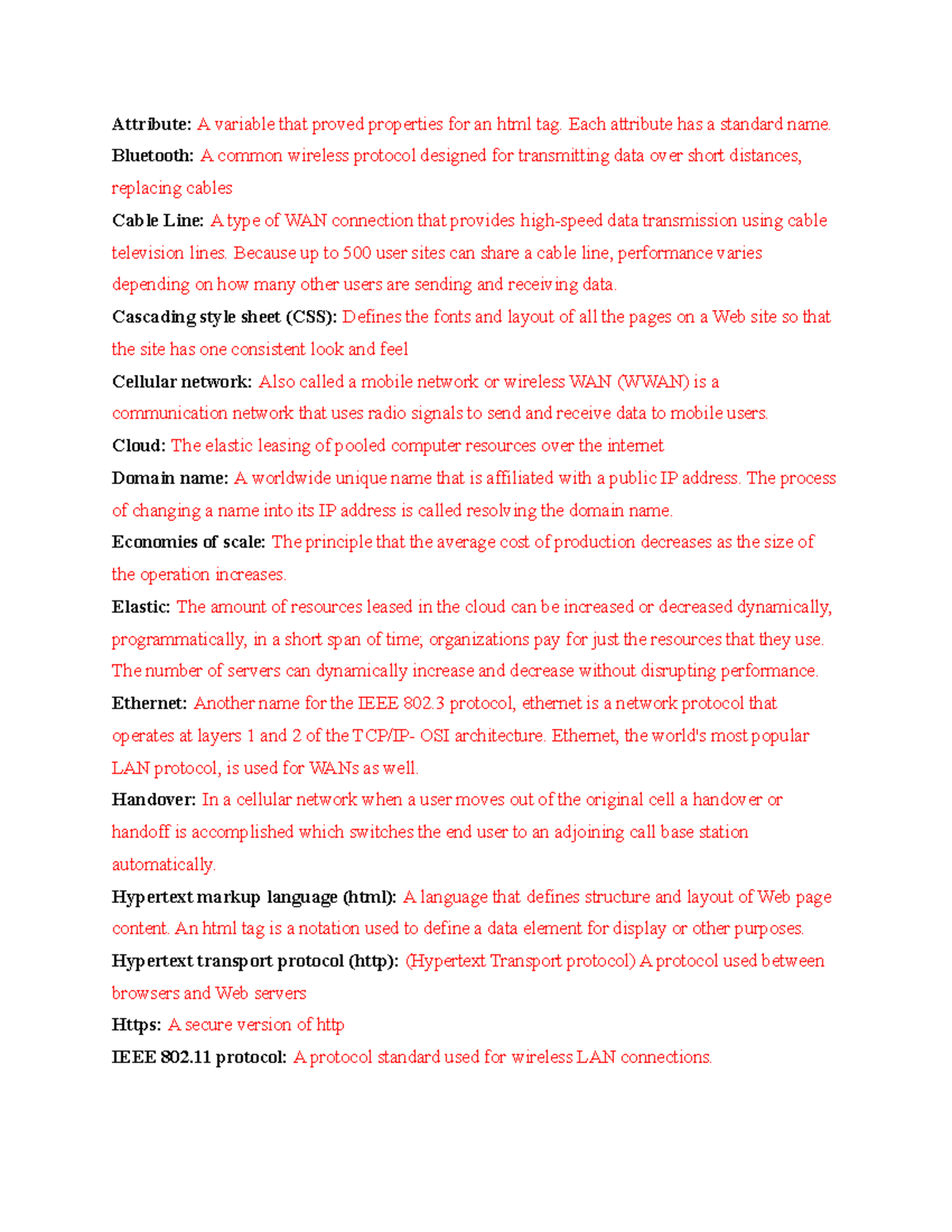 IS vocab study guide - Attribute: A variable that proved properties for ...