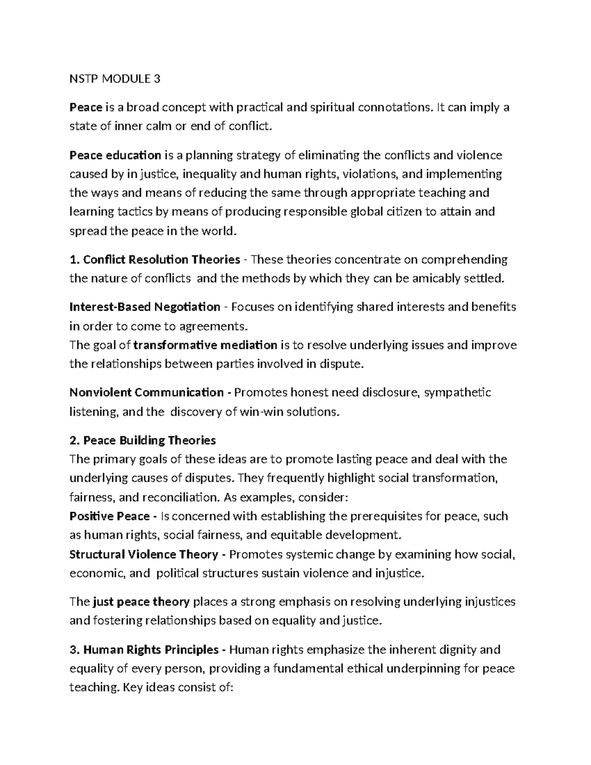 NSTP Module 3-WPS Office - NSTP MODULE 3 Peace is a broad concept with ...