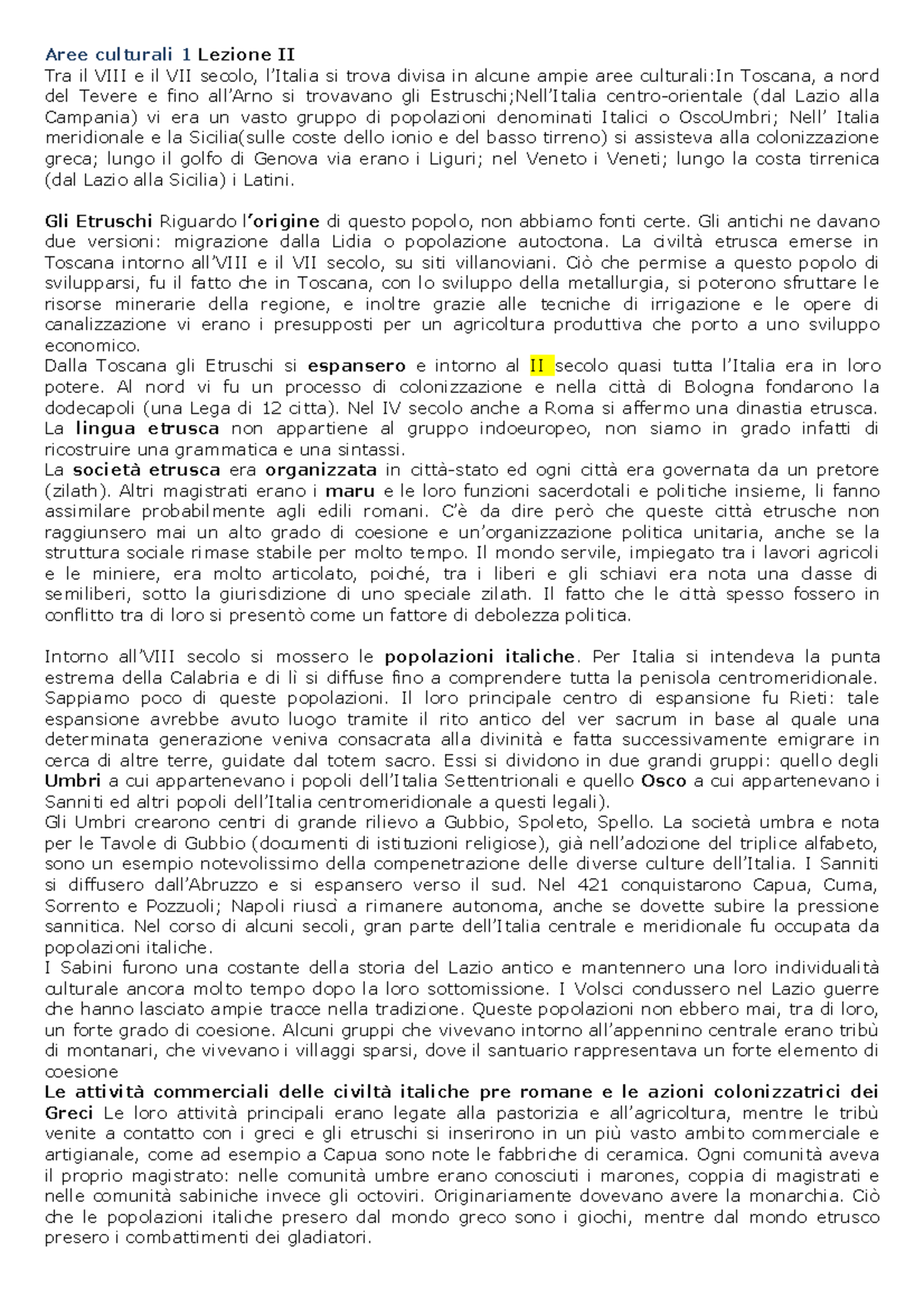 Corso Storia romana 6 CFU - Aree culturali 1 Lezione II Tra il VIII e ...