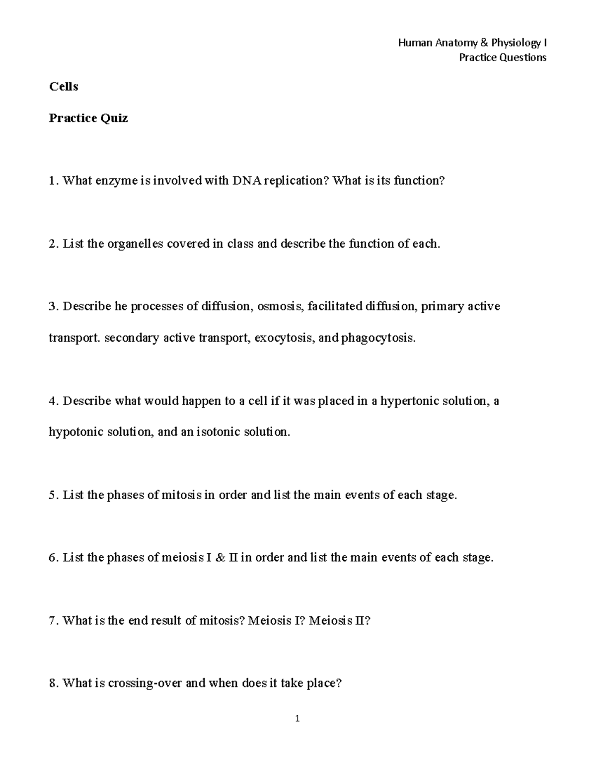 2021-BIOL 2651-Anatomy-Physiology-I-Practice-Questions-Unit-1-Cells ...