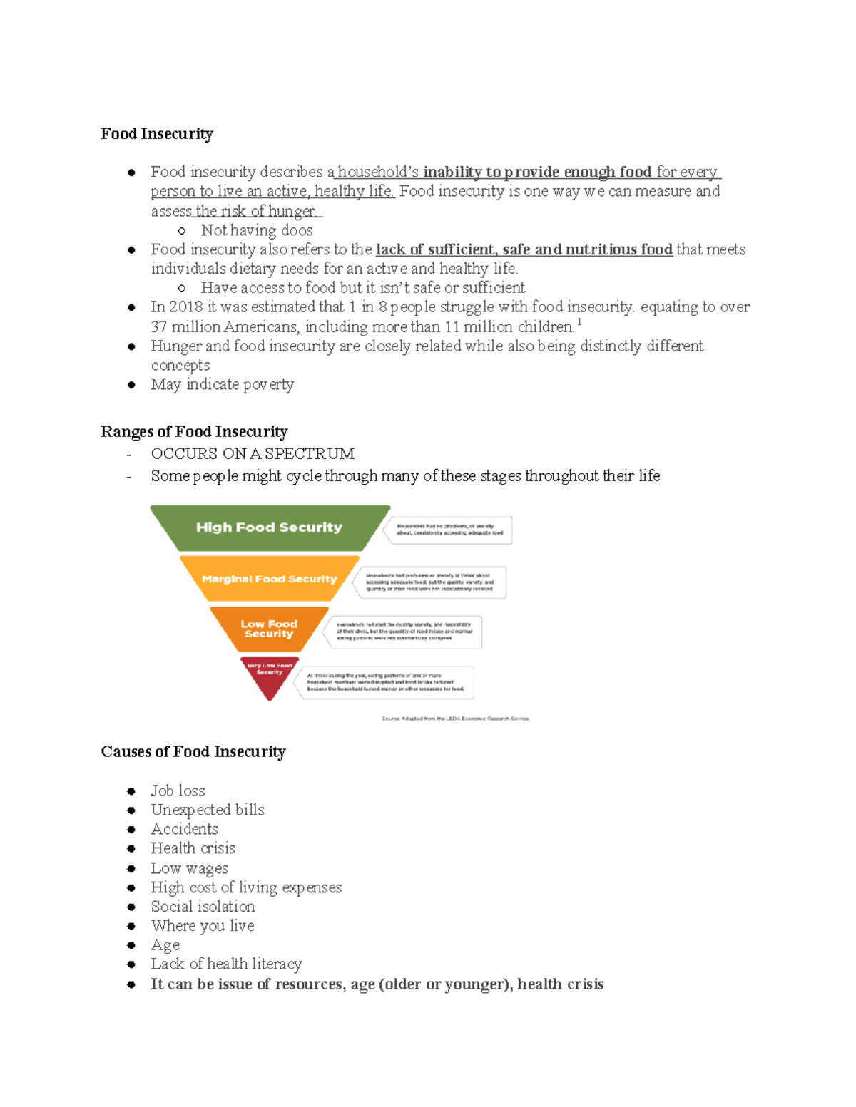 Public Health Nutrition - Food Insecurity Food insecurity describes a ...