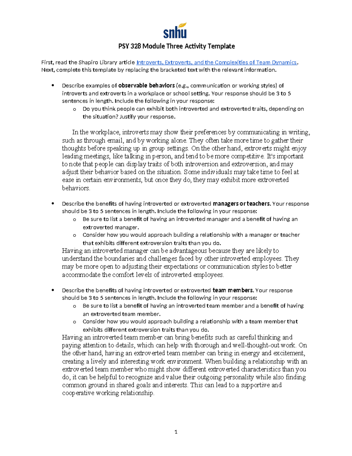 PSY 328 Module Three Activity Template - PSY 328 Module Three Activity ...