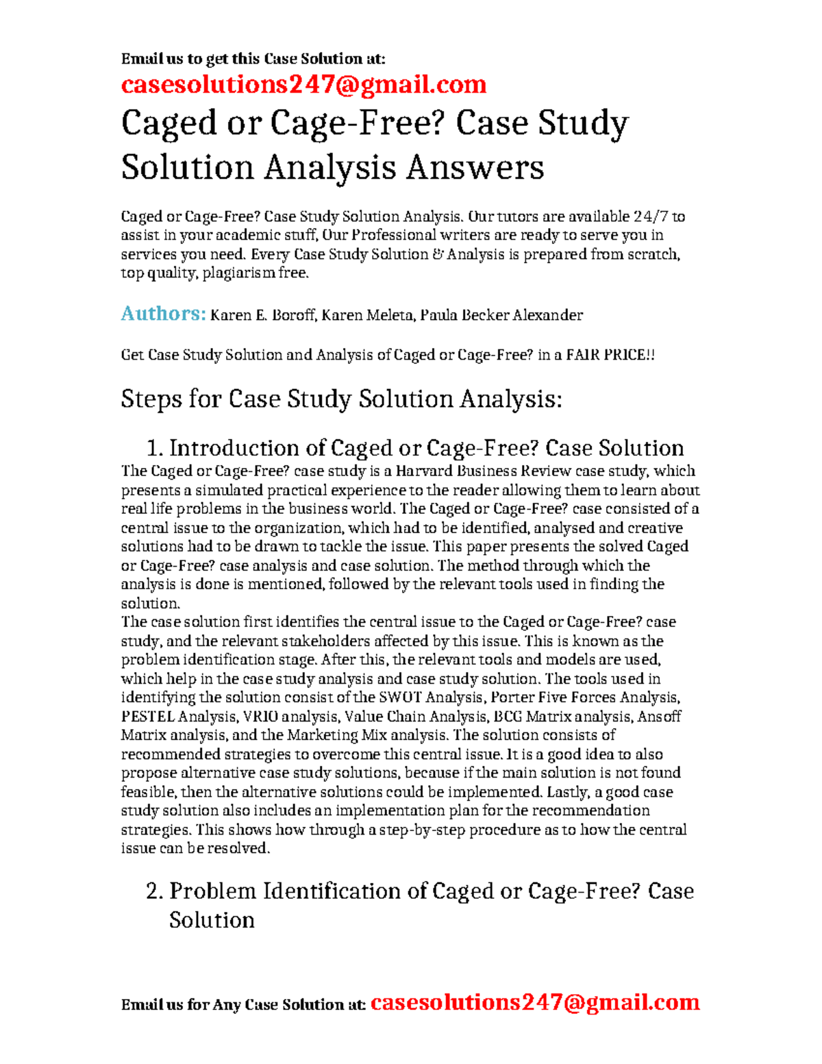 Caged or Cage-Free Case Study Solution Analysis - Our tutors are ...