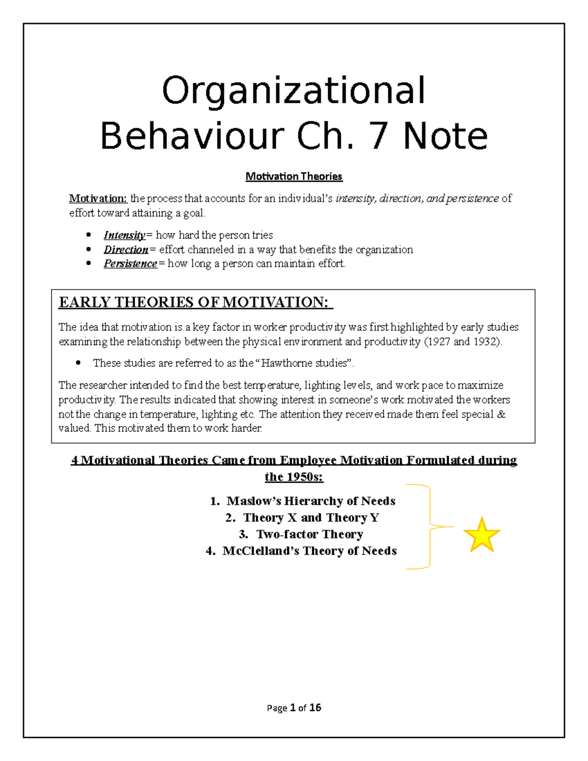 Organizational Behaviour Ch 7 Note - Organizational Behaviour Ch. 7 ...