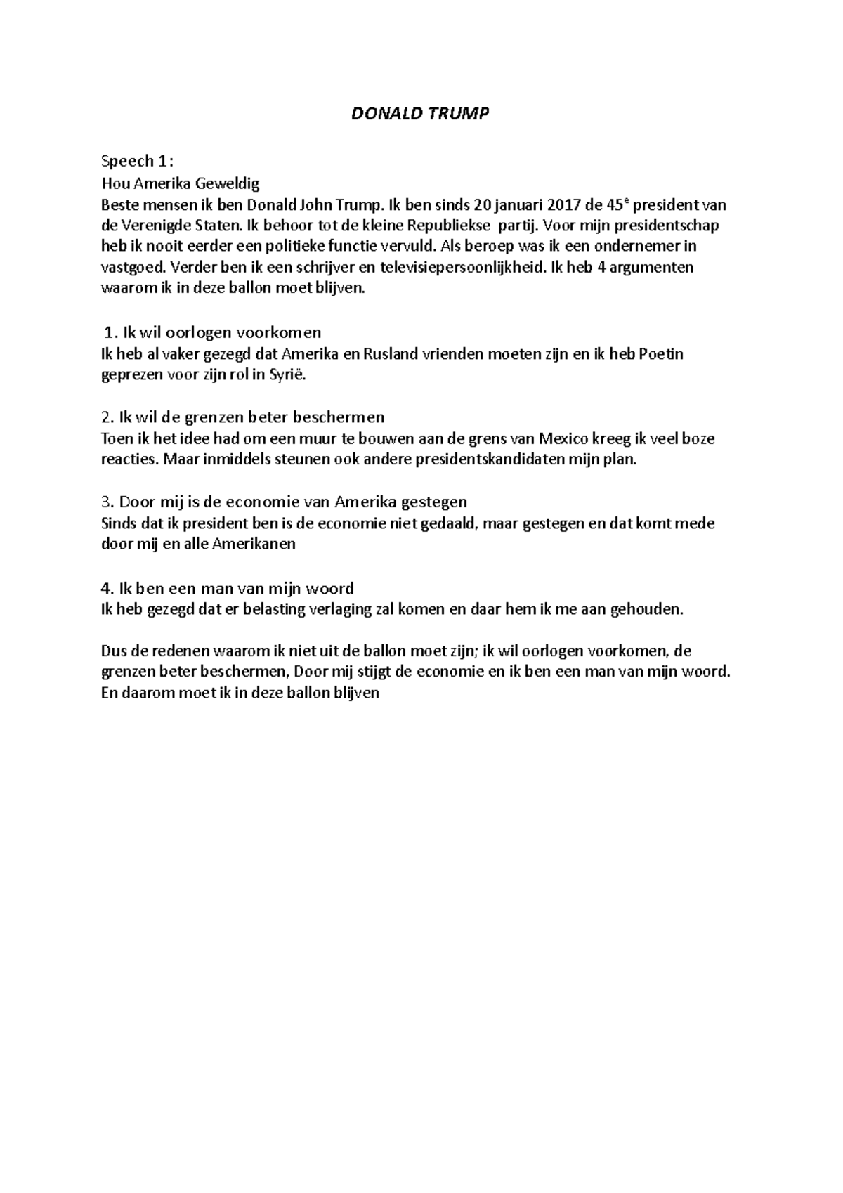 Donald John Trump - Balon debat - DONALD TRUMP Speech 1: Hou Amerika ...