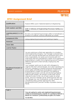Unit 3 external sample marked learner work engineering product design ...