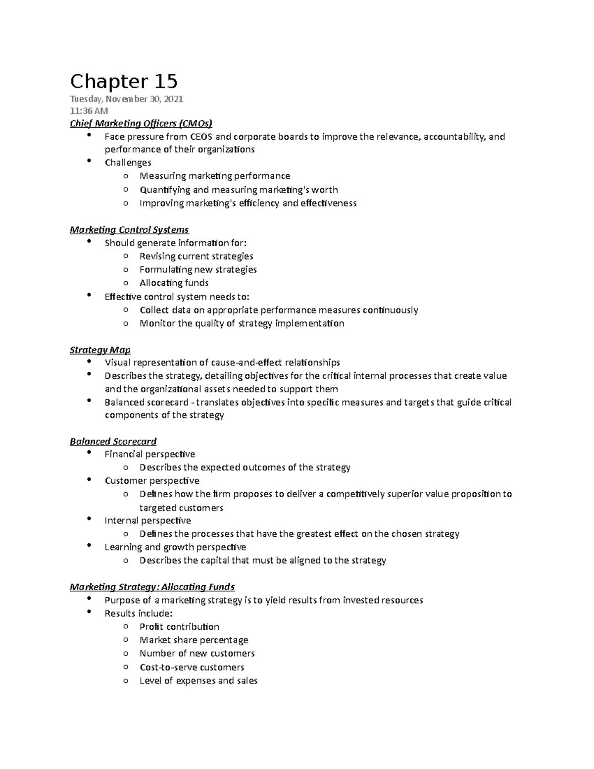 Chapter 15 - Lecture Notes - Chapter 15 Tuesday, November 30, 2021 11: ...