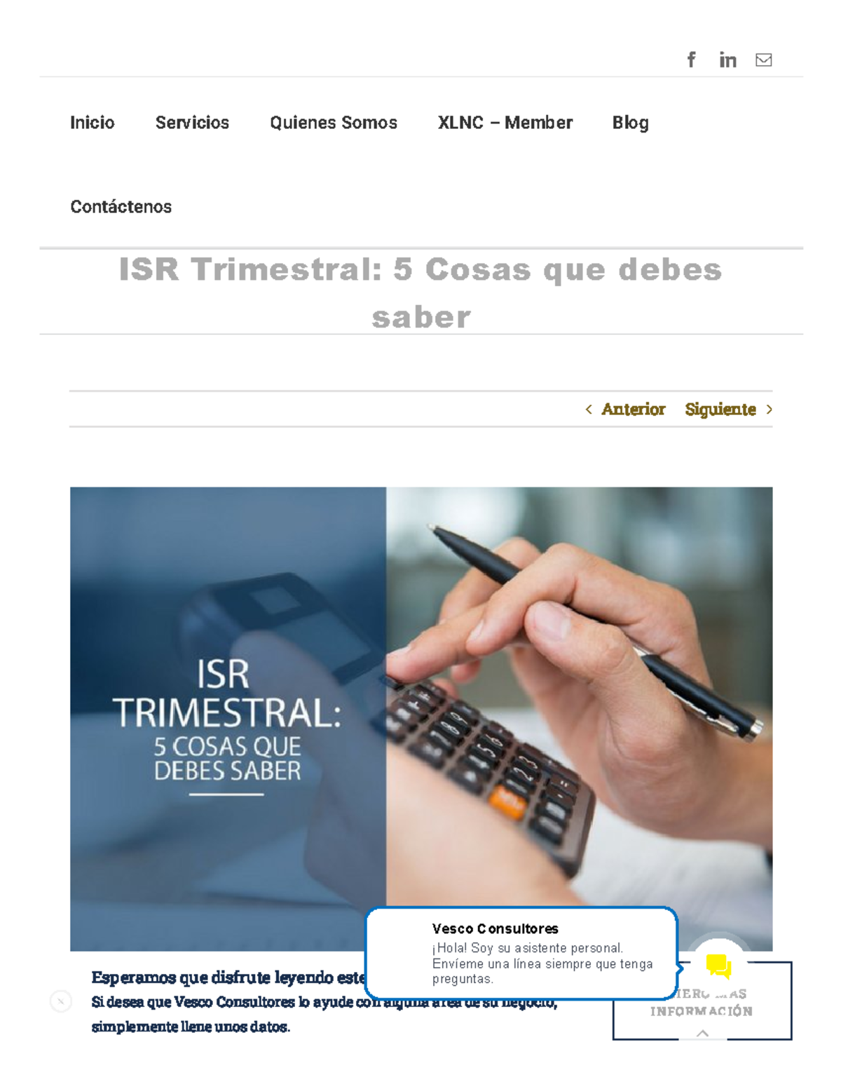 ISR Trimestral 5 Cosas que debes saber - Vesco Consultores - ####### IS ...