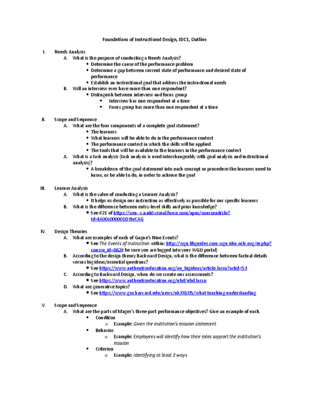 IDC1 Study Outline Details - Foundaions of Instrucional Design, IDC1 ...