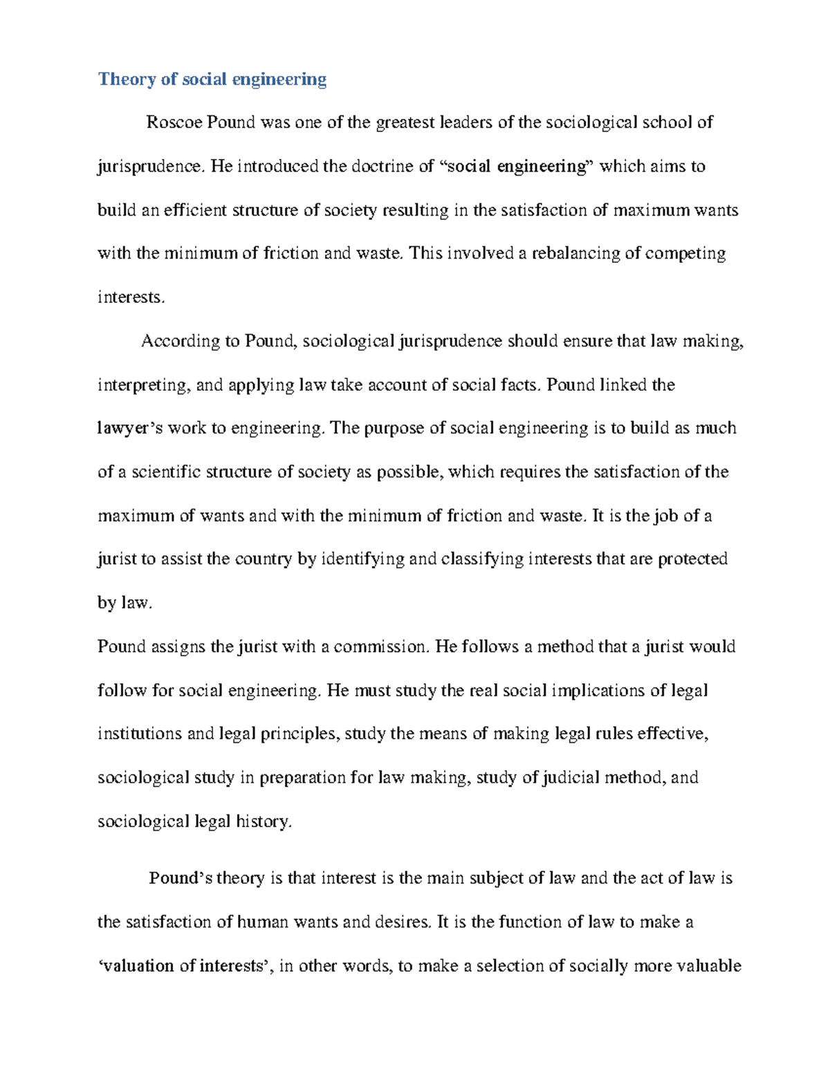 Theory of social engineering - Theory of social engineering Roscoe ...