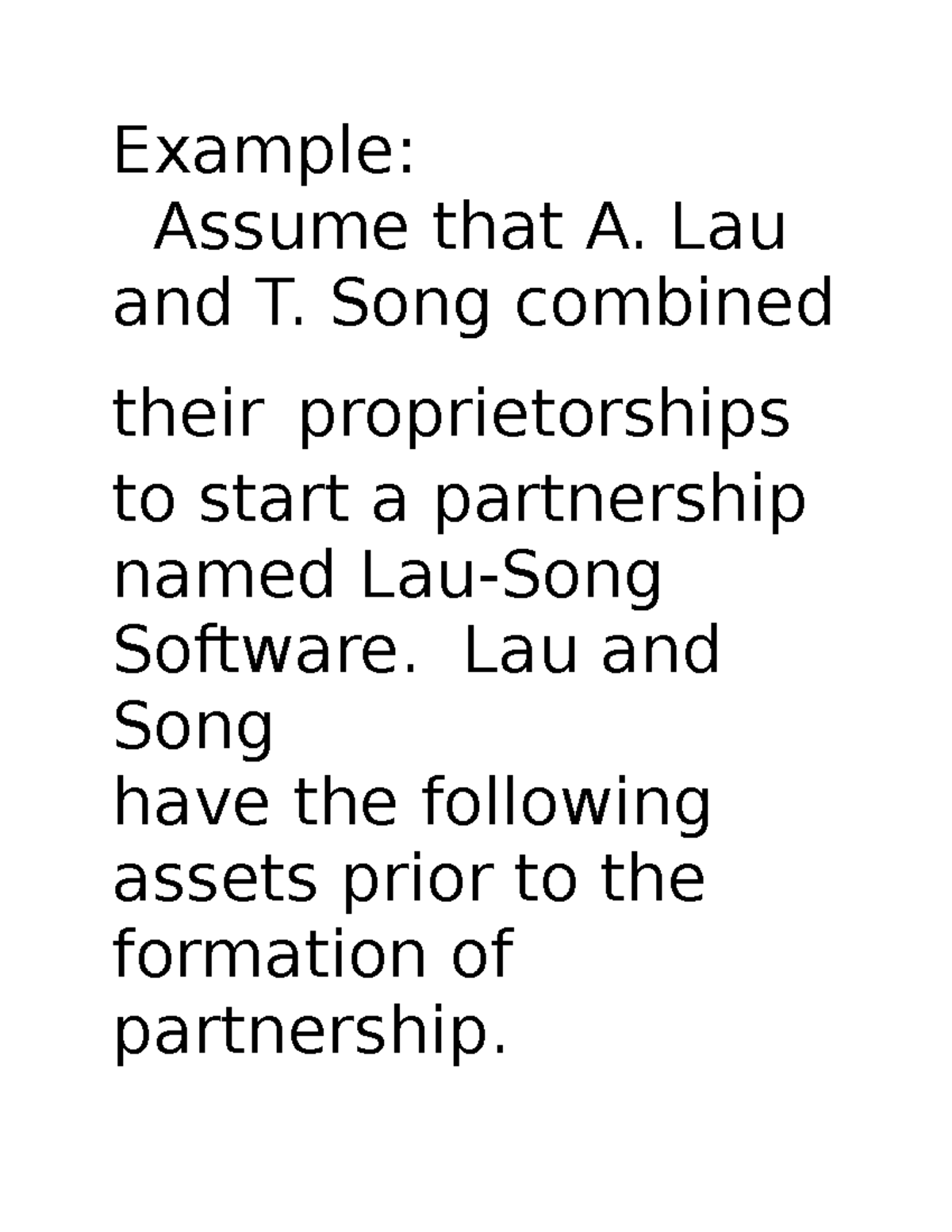 Question on chapter 12 - Example: Assume that A. Lau and T. Song ...