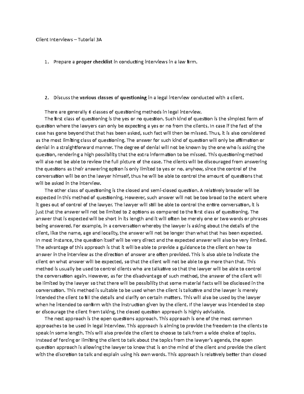 T3A and T3B Client Interviews - Client Interviews – Tutorial 3A Prepare ...