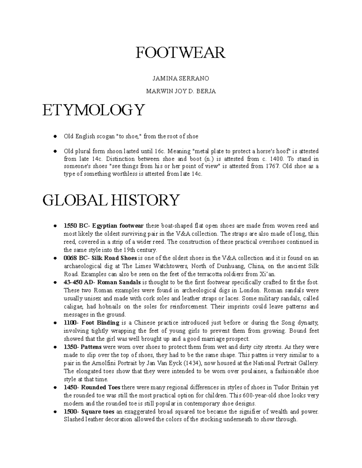 Midterm - vjkdtjhvbji/nlk - FOOTWEAR JAMINA SERRANO MARWIN JOY D. BERJA ...