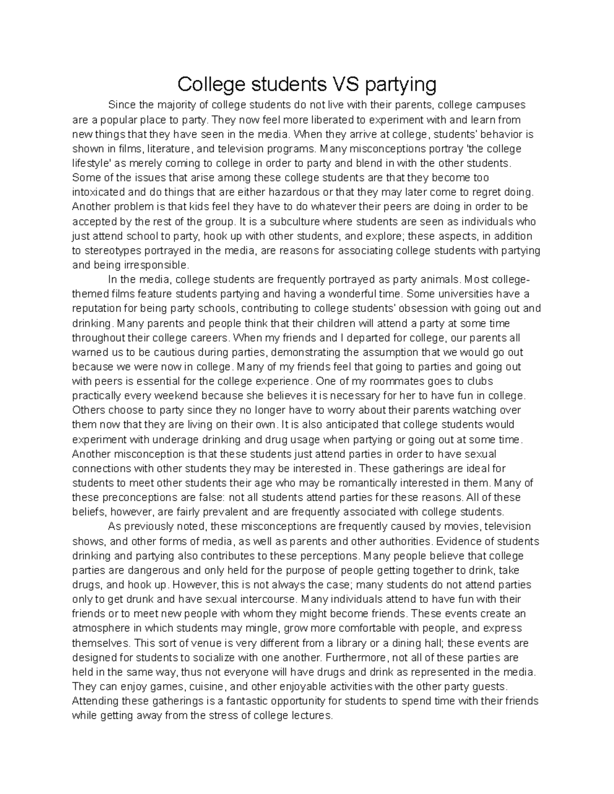 Peer Review of Causal Analysis of a Problem - College students VS ...