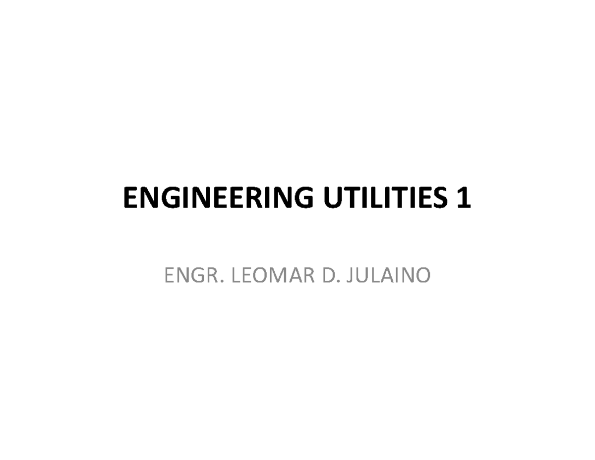 Pdfcoffee.com engineering-utilities-1pdf-pdf-free - ENGINEERING UTILITIES 1 ENGR. LEOMAR D ...