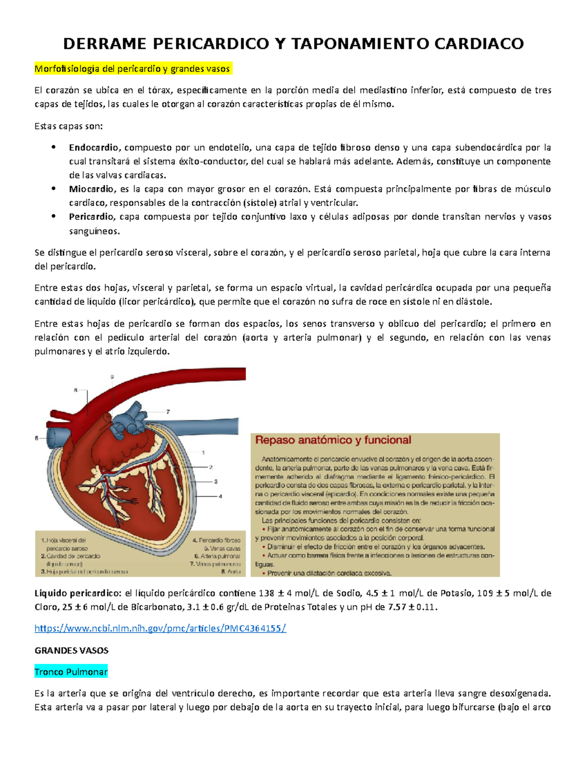 Enfermedades Pericardicas - DERRAME PERICARDICO Y TAPONAMIENTO CARDIACO ...