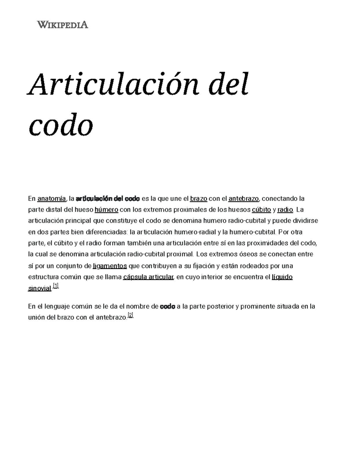 Articulación del codo - Wikipedia, la enciclopedia lire - Articulación del codo En anatomía ...