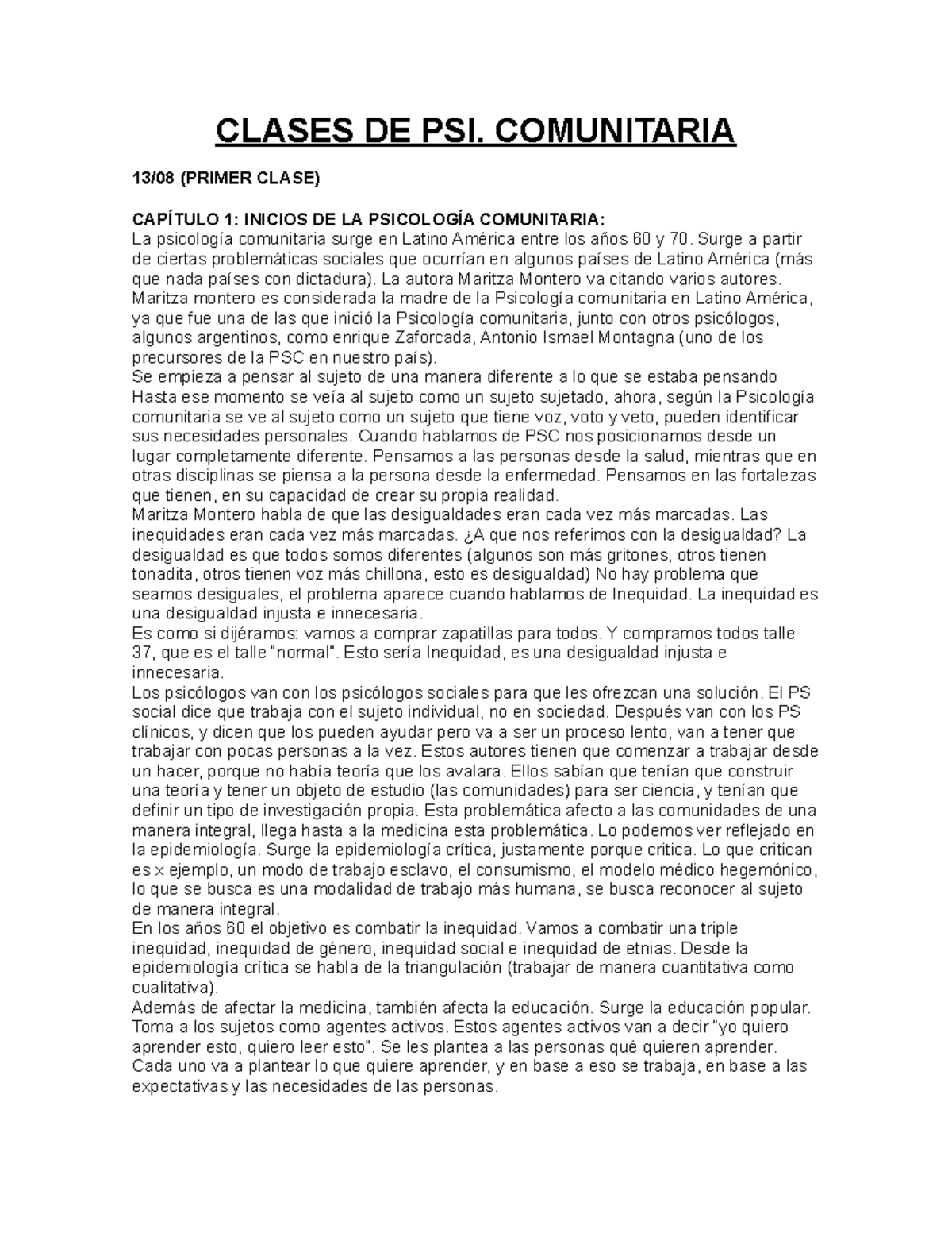 Clases DE PSI. Comunitaria - CLASES DE PSI. COMUNITARIA 13/08 (PRIMER ...